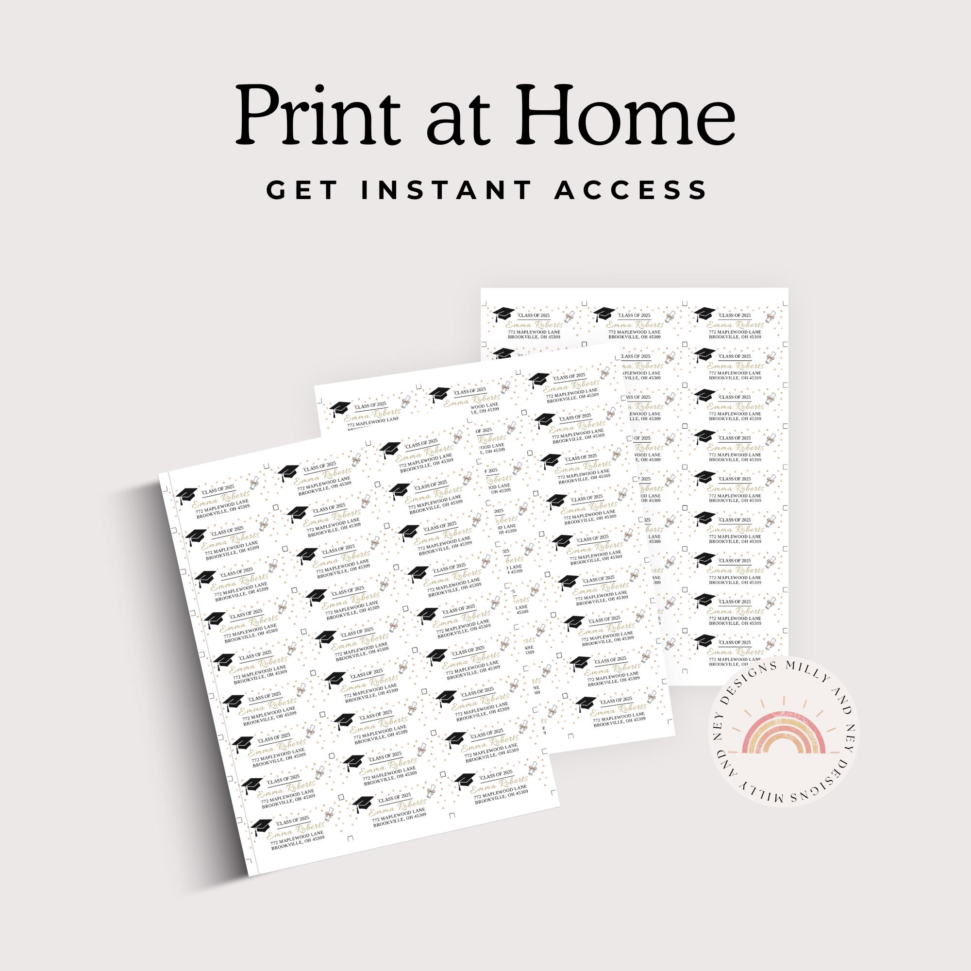Graduation Address Labels Template, Editable Printable Labels for Grad ...