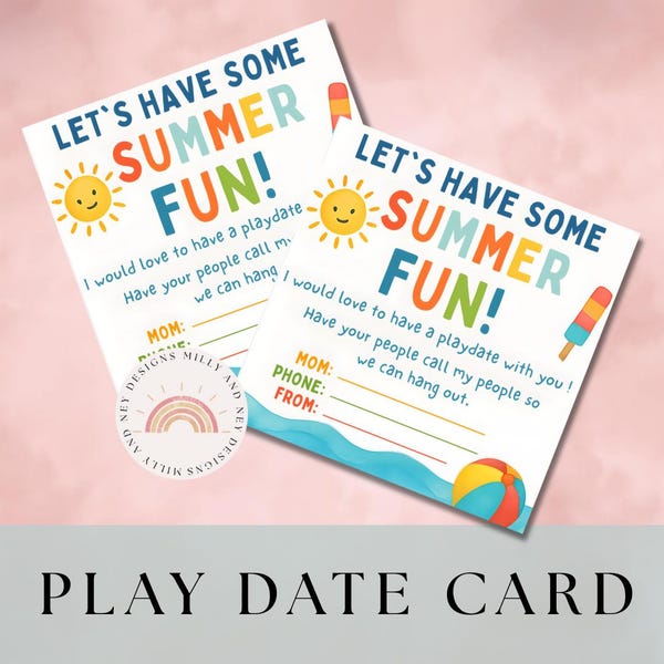 Play Date Cards Pdf - Etsy