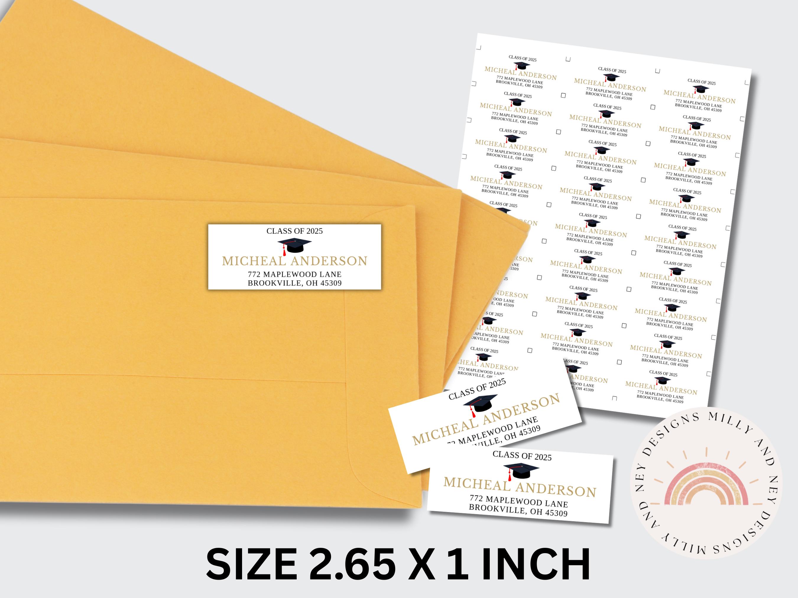 Graduation Address Labels Template, Editable Printable Labels for Grad ...