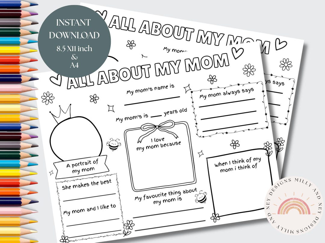 All About My Mom Worksheet, Printable Mother's Day Gift, Kids Activity ...