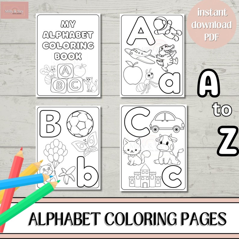 A to Z Alphabet Coloring Pages Pre School Pdf Coloring Pages With ...