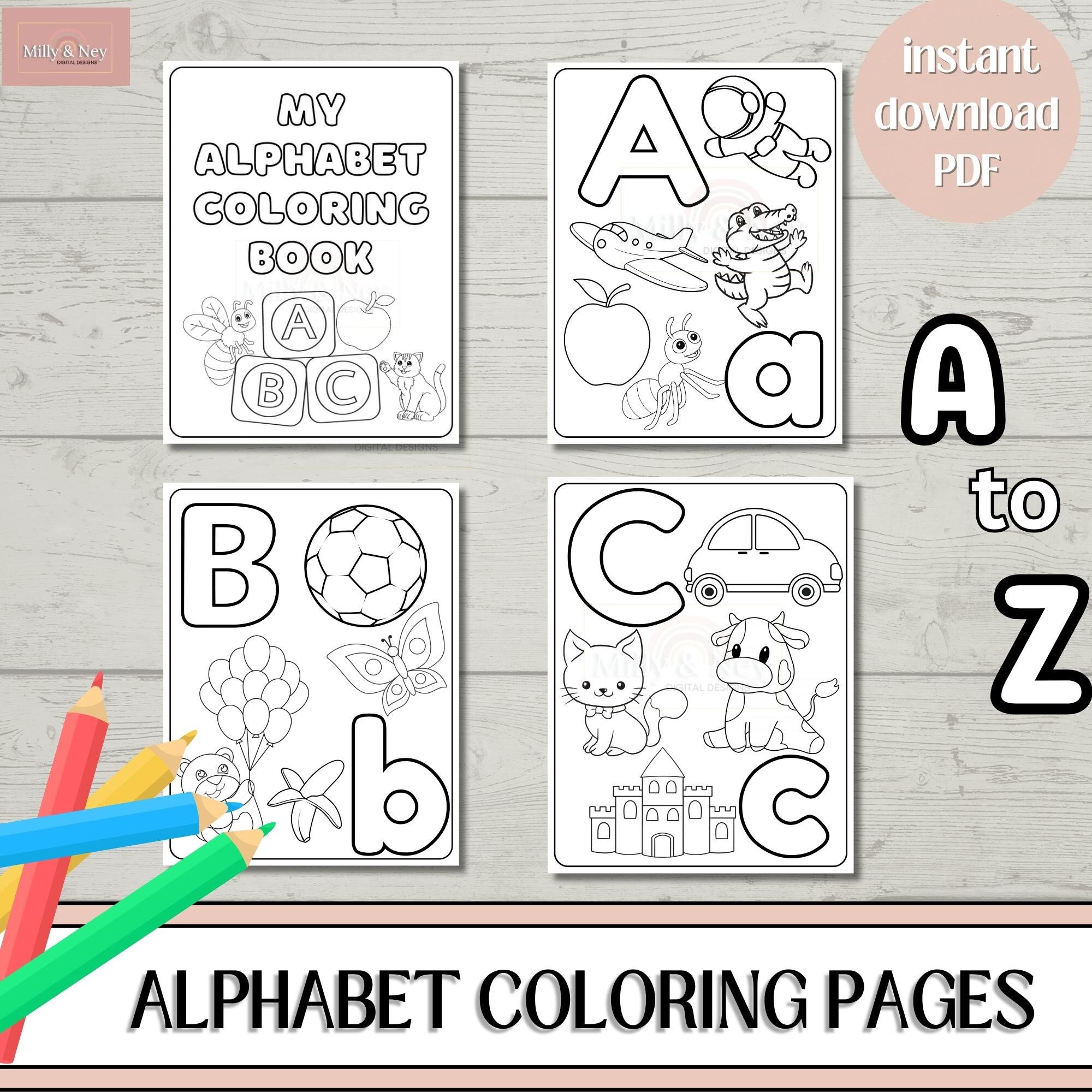 A to Z Alphabet Coloring Pages Pre School Pdf Coloring Pages With ...