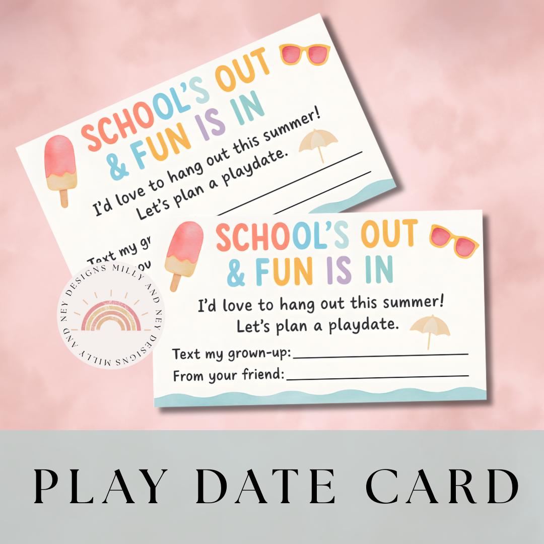 Playdate Cards for Kids, Editable Kids Calling Card, Summer Play Date ...
