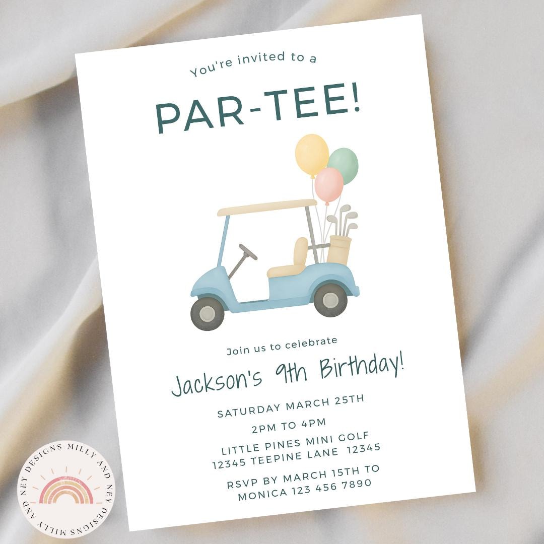 Golf Theme Birthday Invitation, Editable Digital Party Invite, Fun ...