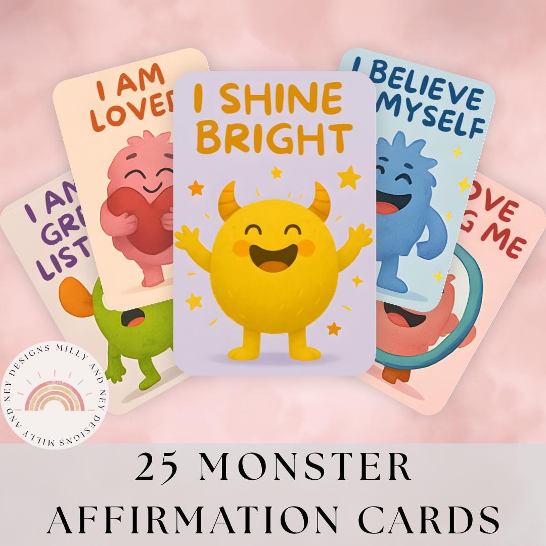Monster Affirmation Cards for Kids, Cute Positive Monster Quotes ...