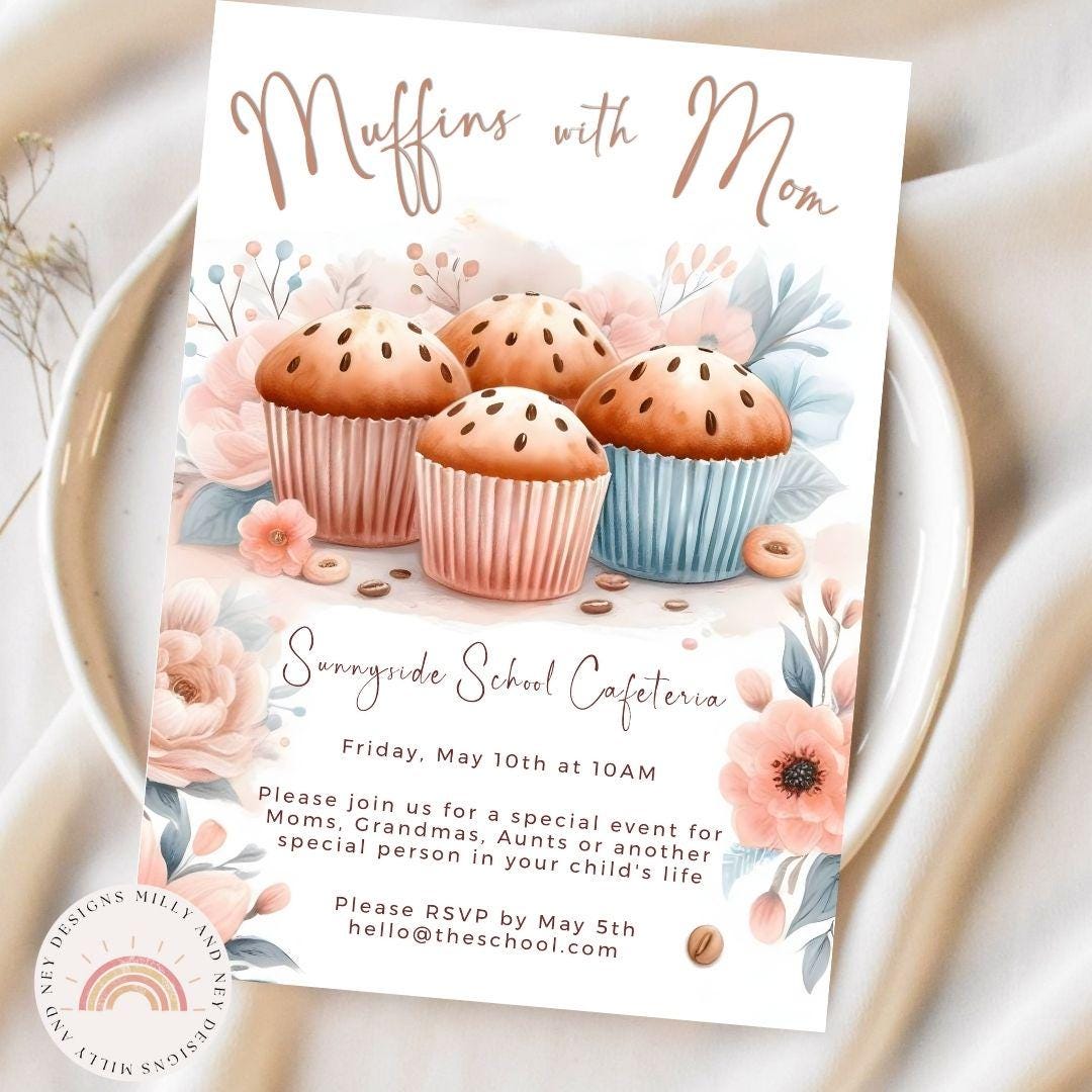 Muffins With Mom Template, Editable Invitation for Mother's Day ...