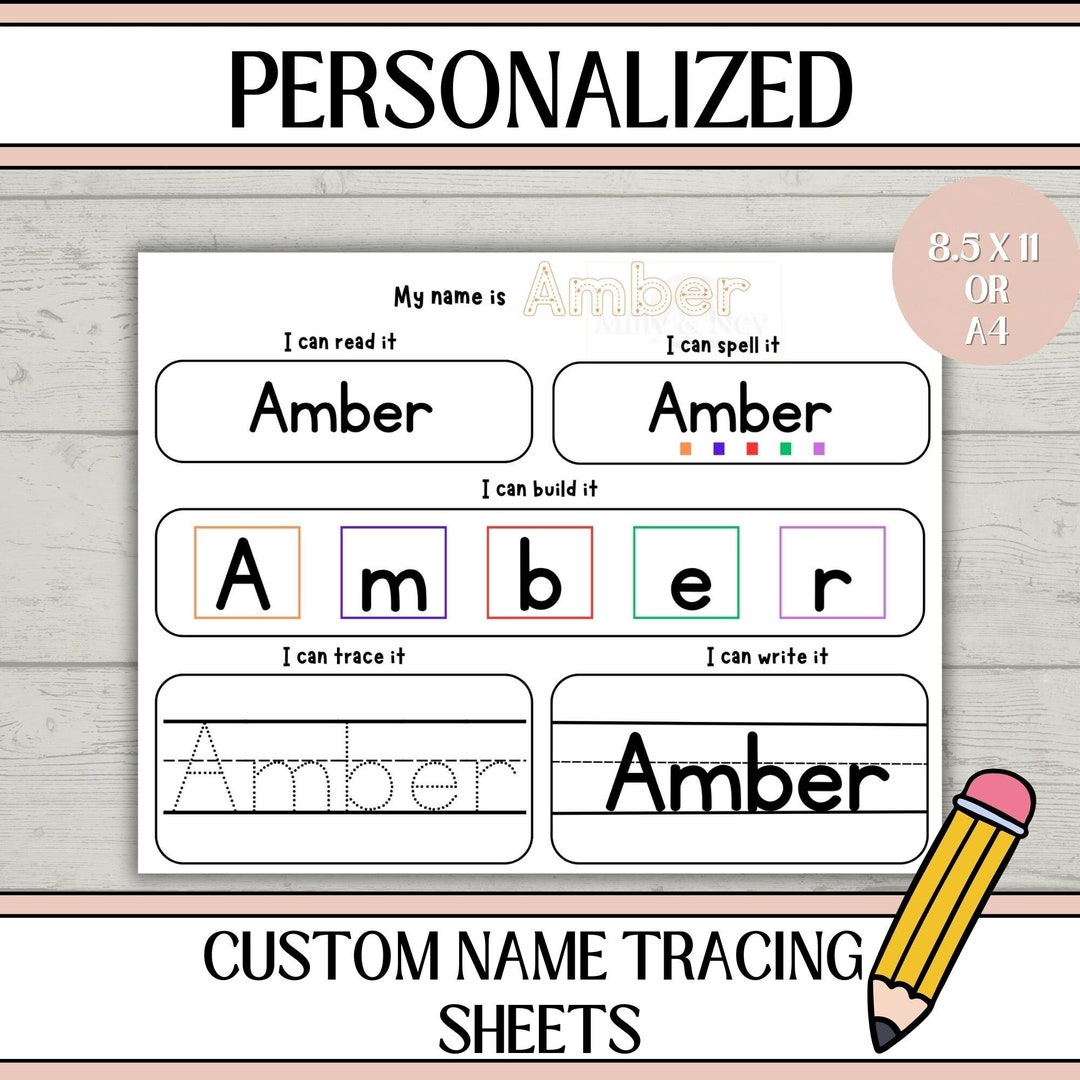 Custom Name Tracing Sheet Personalized Name Trace Handwriting Worksheet ...
