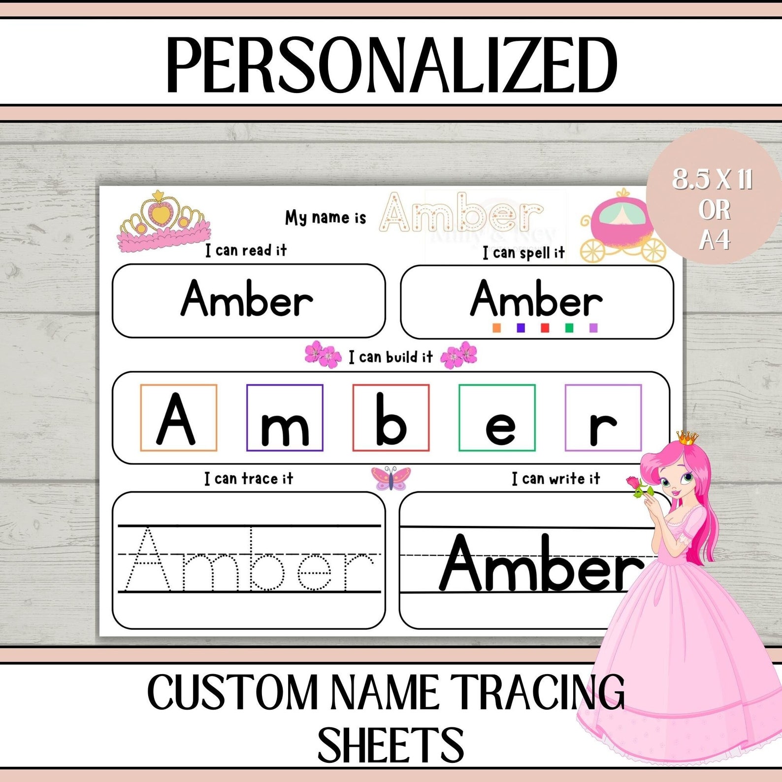 Preschool Worksheets Name Tracing, Name Tracing Bundle, Personalized ...