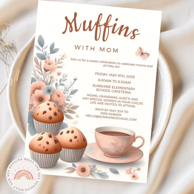 Muffins With Mom Template, Editable Invitation for Mother's Day ...