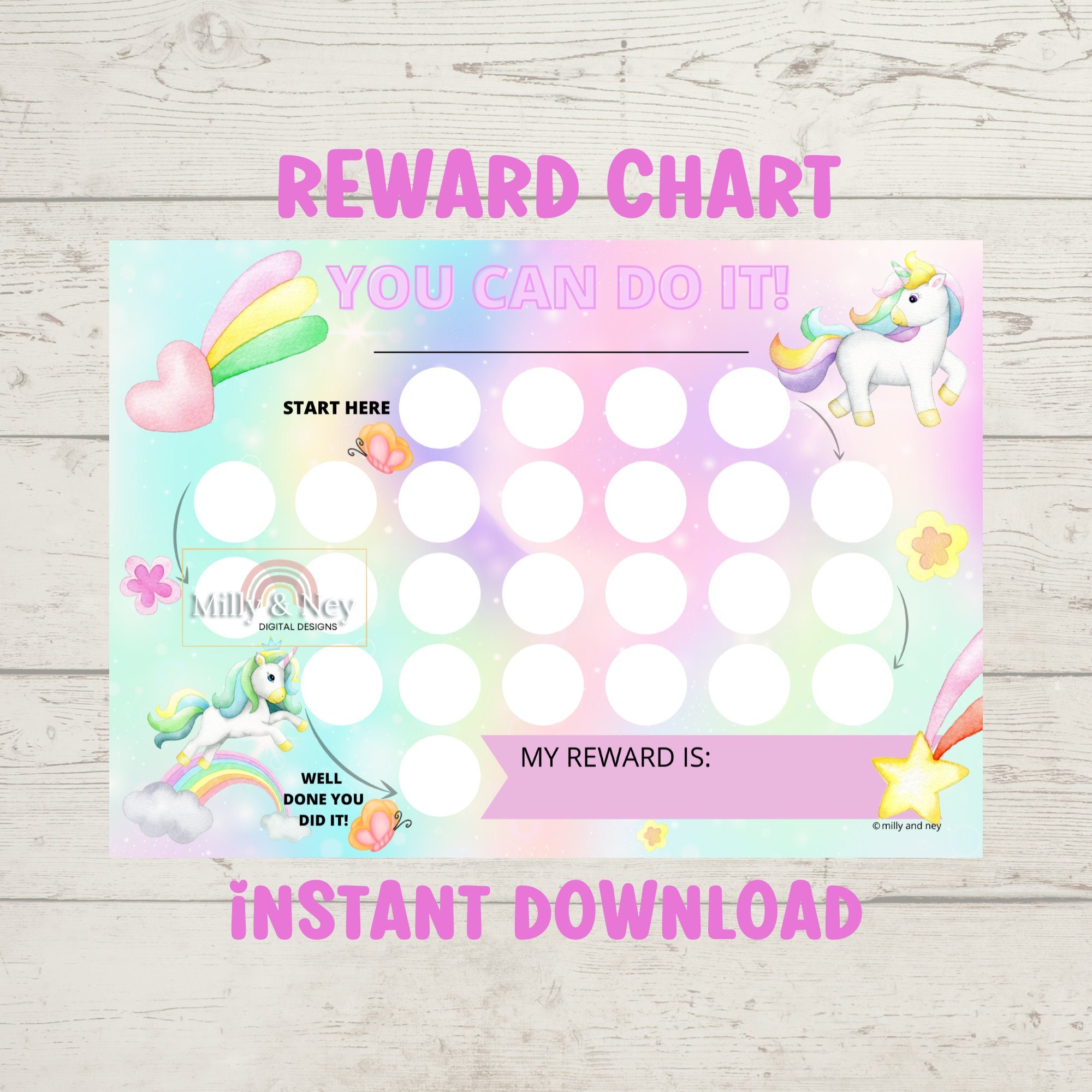 Printable Unicorn Reward Charttoddler Unicorn Chore - Etsy
