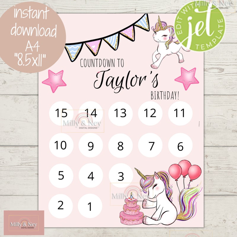 Birthday Countdown Calendar for Kids - Etsy