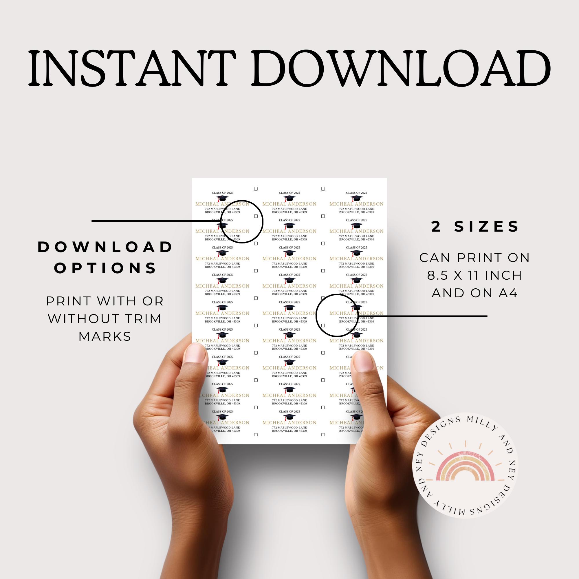 Graduation Address Labels Template, Editable Printable Labels for Grad ...