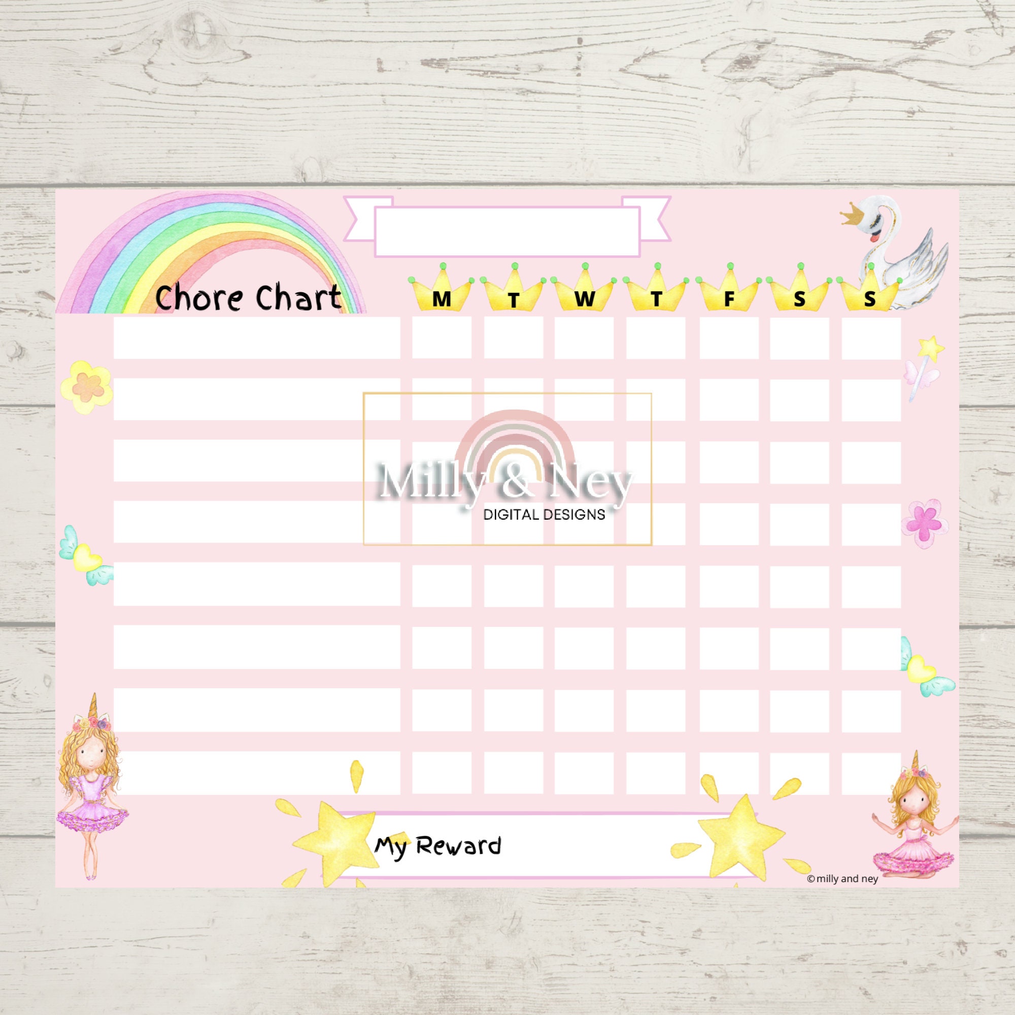 Printable Princess Reward Chartkids Chore Chartinstant Download Reward ...