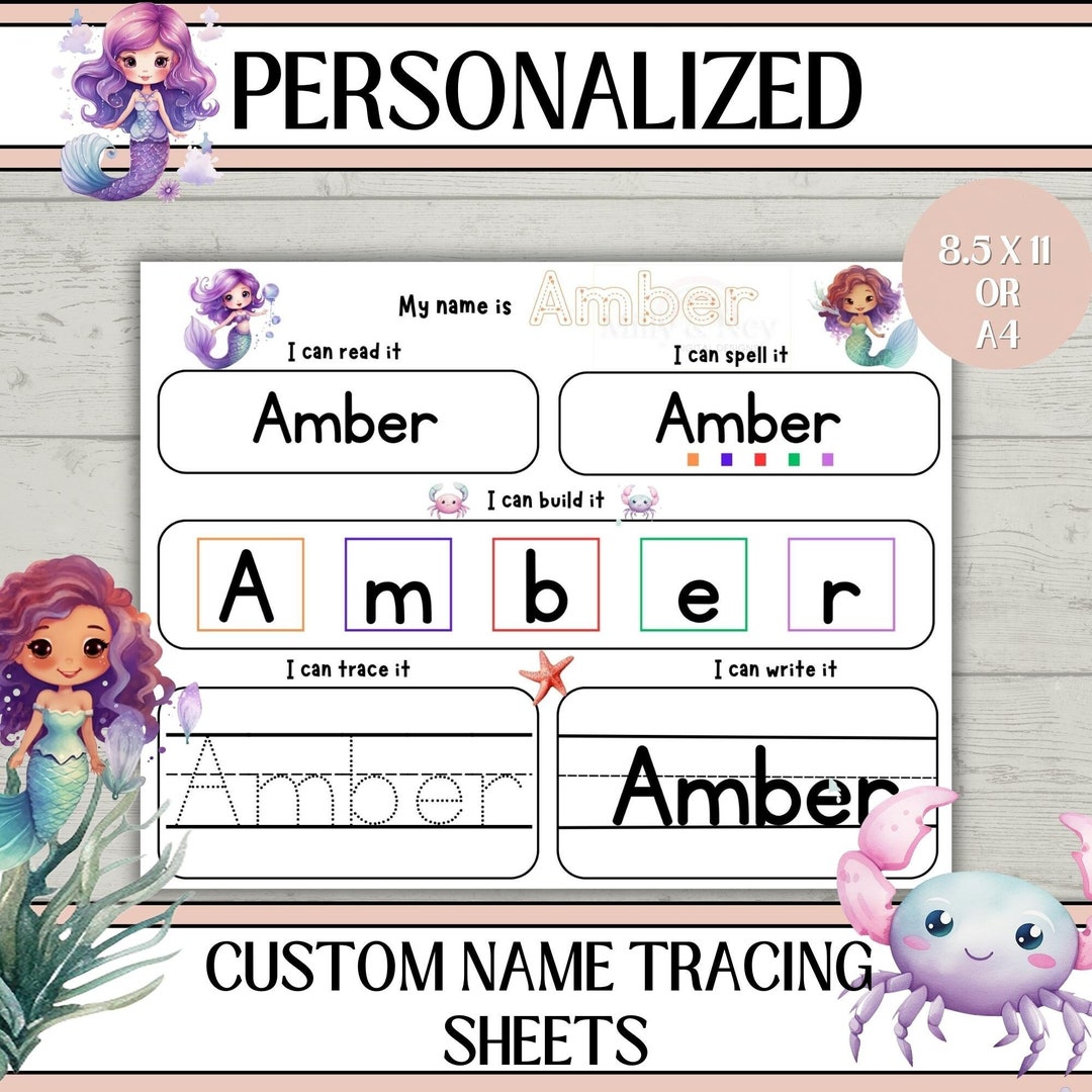 Personalized Name Tracing Sheet for Kindergarten Preschool Printable ...