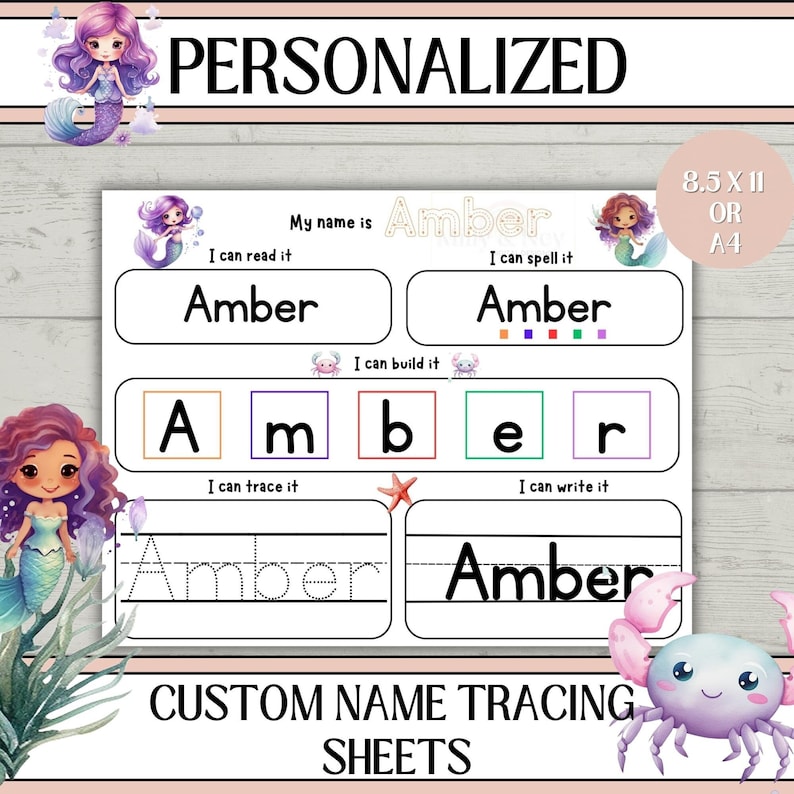Personalized Name Tracing Sheet for Kindergarten Preschool Printable ...