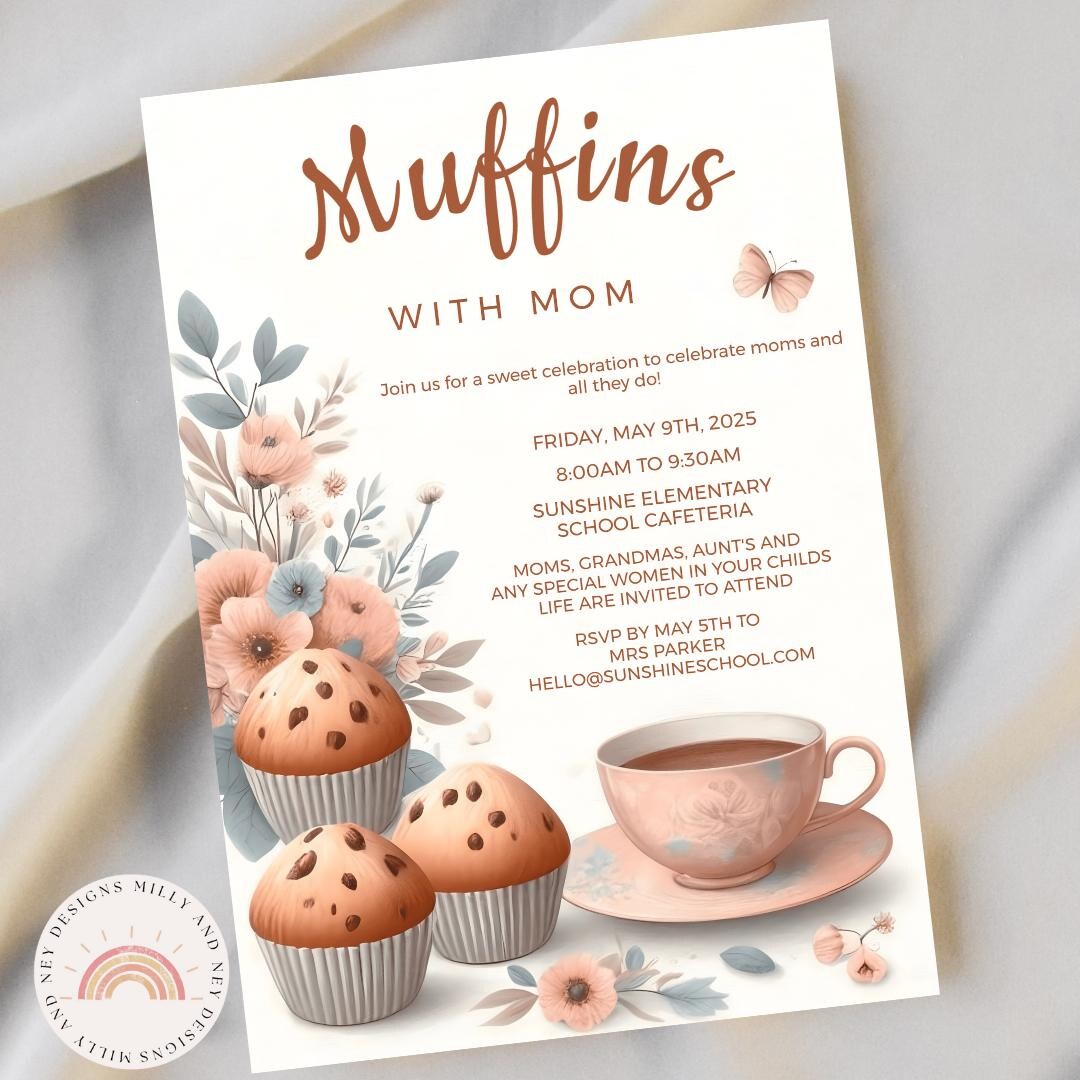 Muffins With Mom Template, Editable Invitation for Mother's Day ...