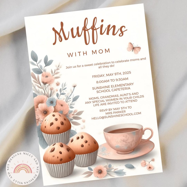 Muffins With Mom Template, Editable Invitation for Mother's Day ...