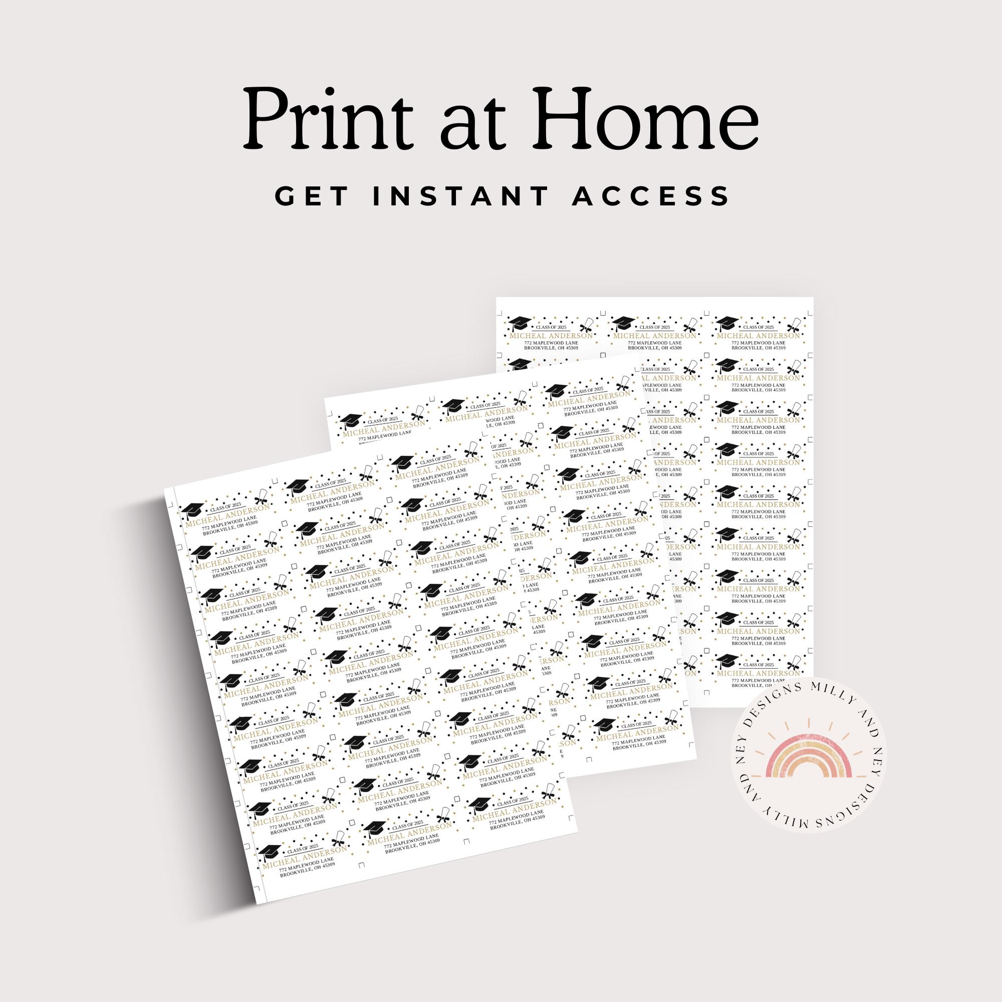 Graduation Address Labels Template, Editable Printable Labels for Grad ...