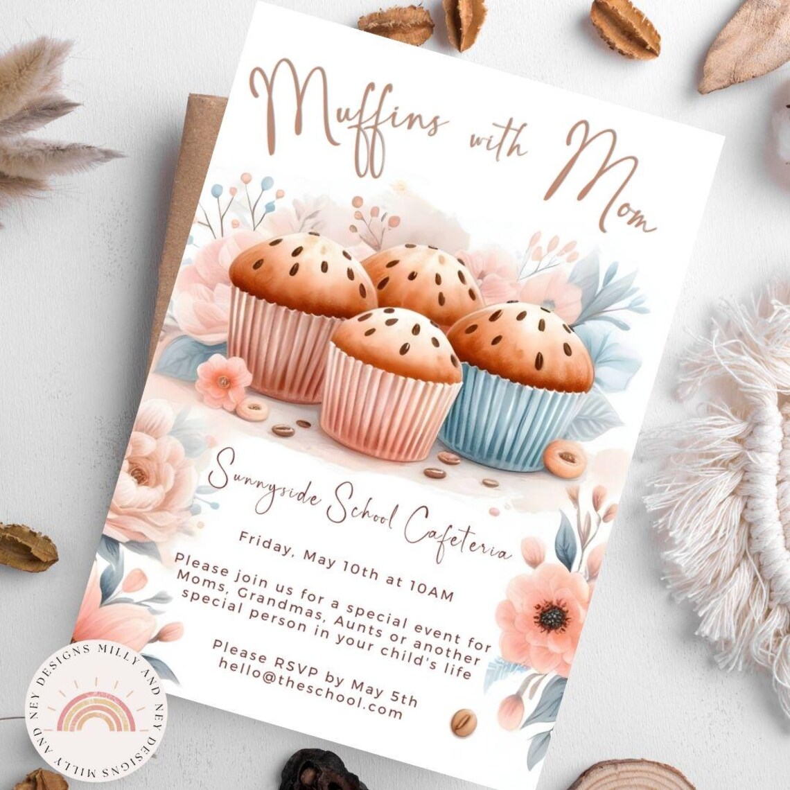 Muffins With Mom Template, Editable Invitation for Mother's Day ...