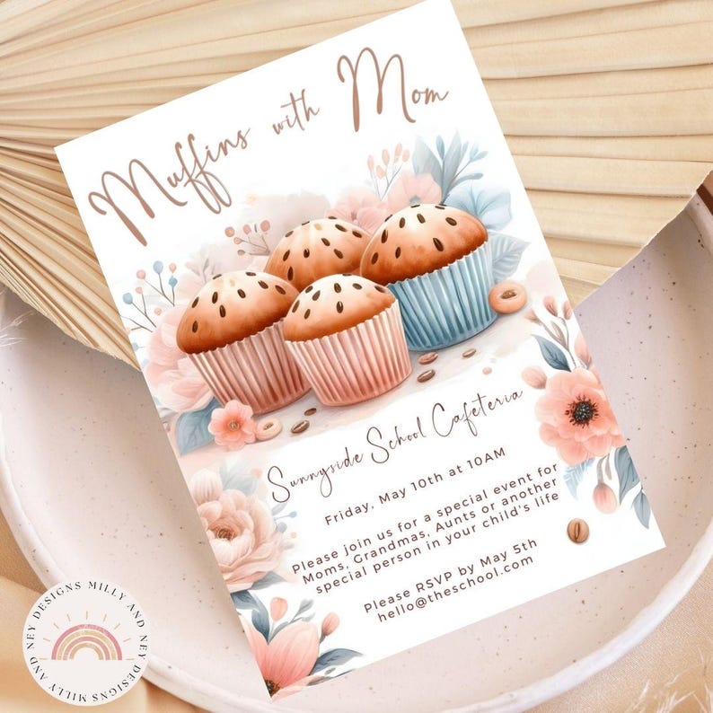 Muffins With Mom Template, Editable Invitation for Mother's Day ...