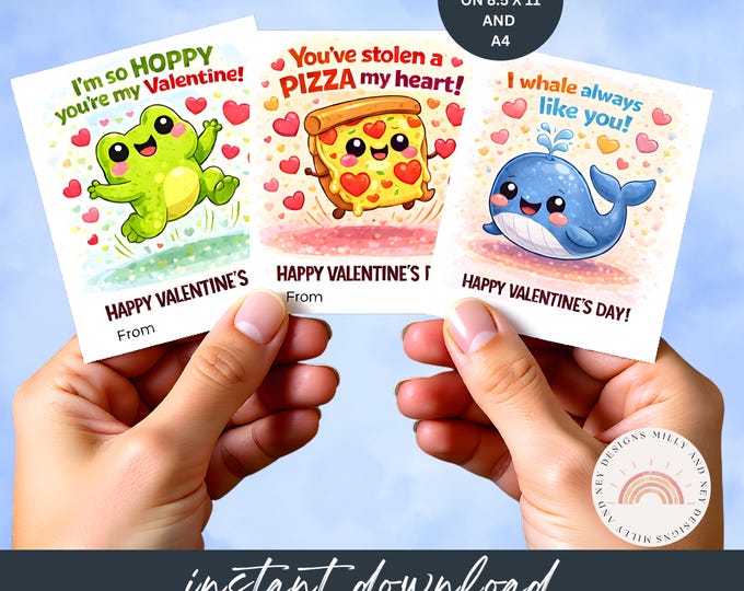 Valentine’s Food Pun Cards | Cute & Editable | 20-pack. Instant ...