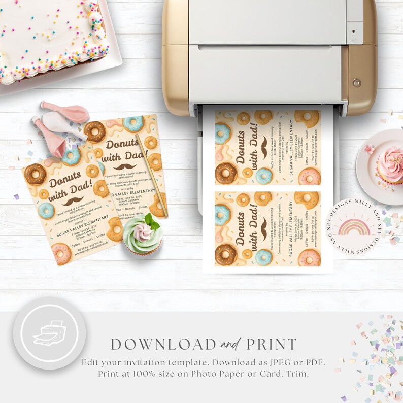 Donuts With Dad Flyer Template, Editable School Event Invitation ...