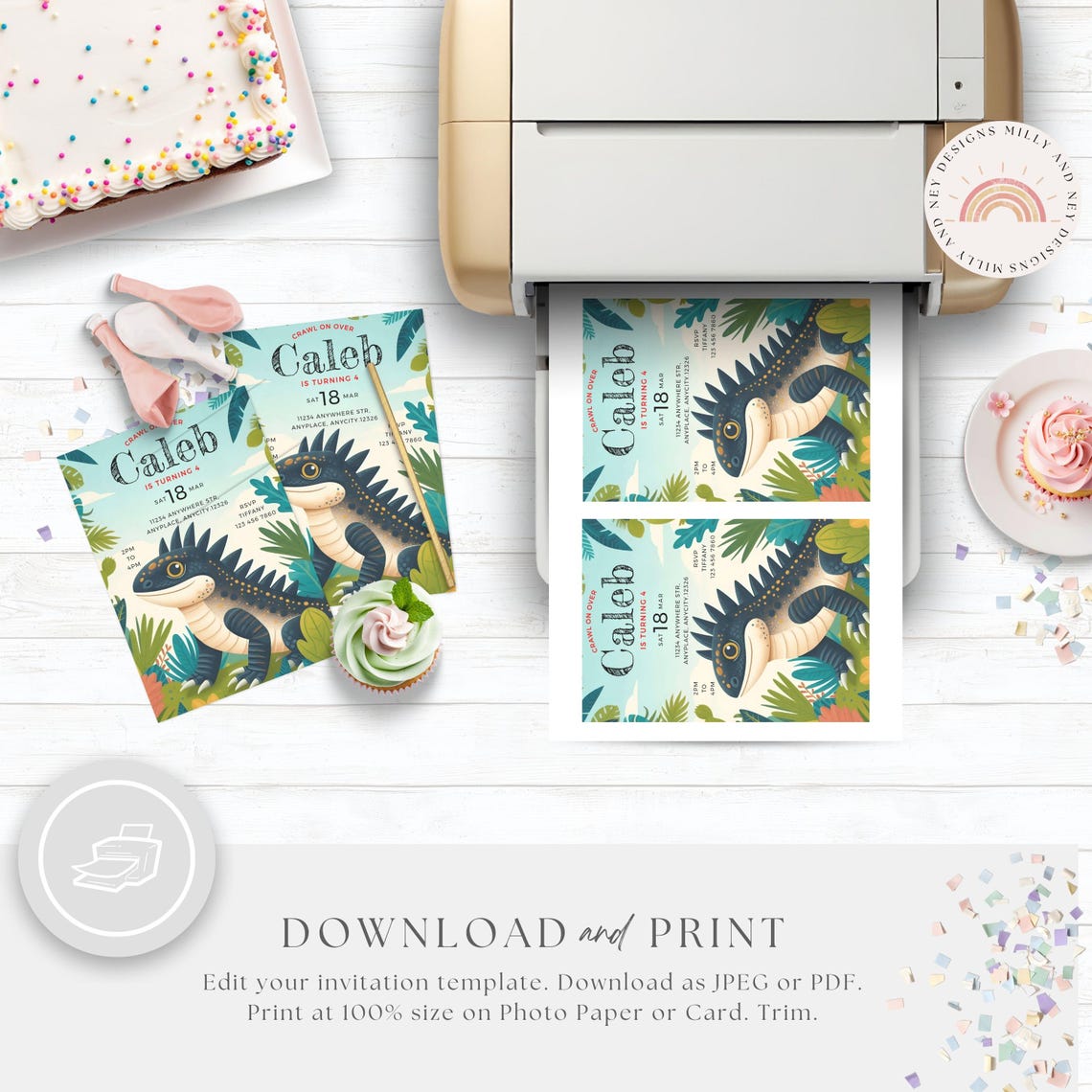 Reptile Party Invitation, Digital Editable Template for Kids, Printable ...