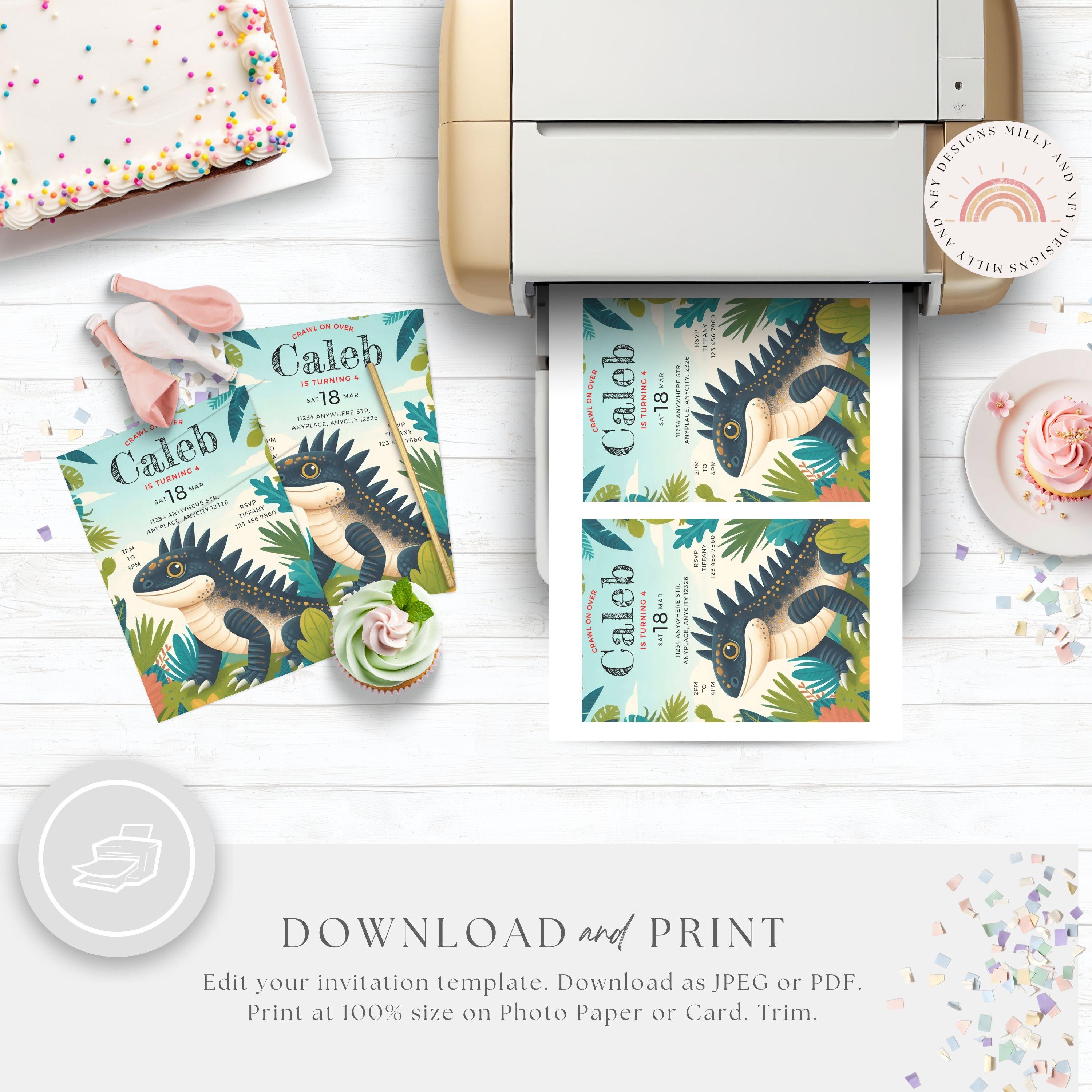 Reptile Party Invitation, Digital Editable Template for Kids, Printable ...
