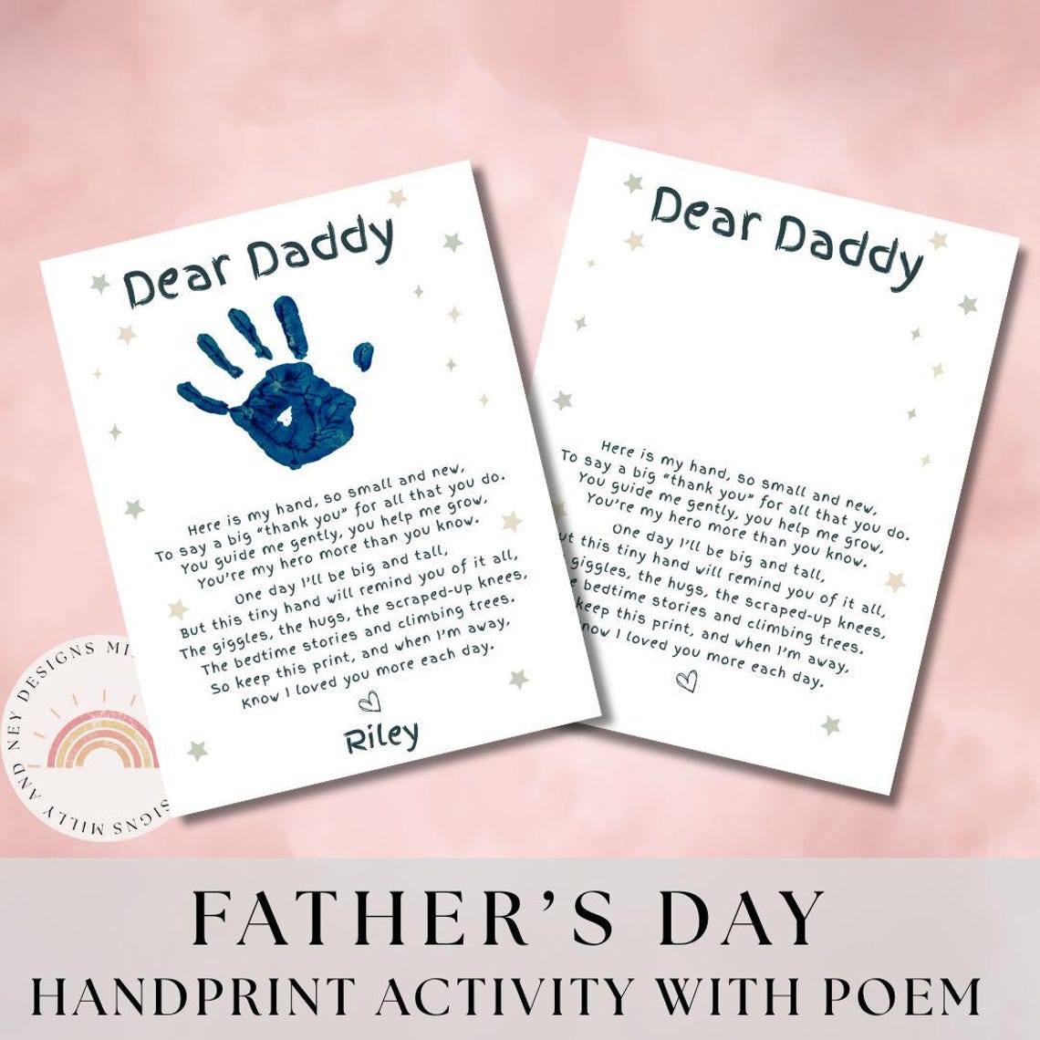 Fathers Day Handprint Poem for Kids, DIY Craft Gift for Dad, Kids ...