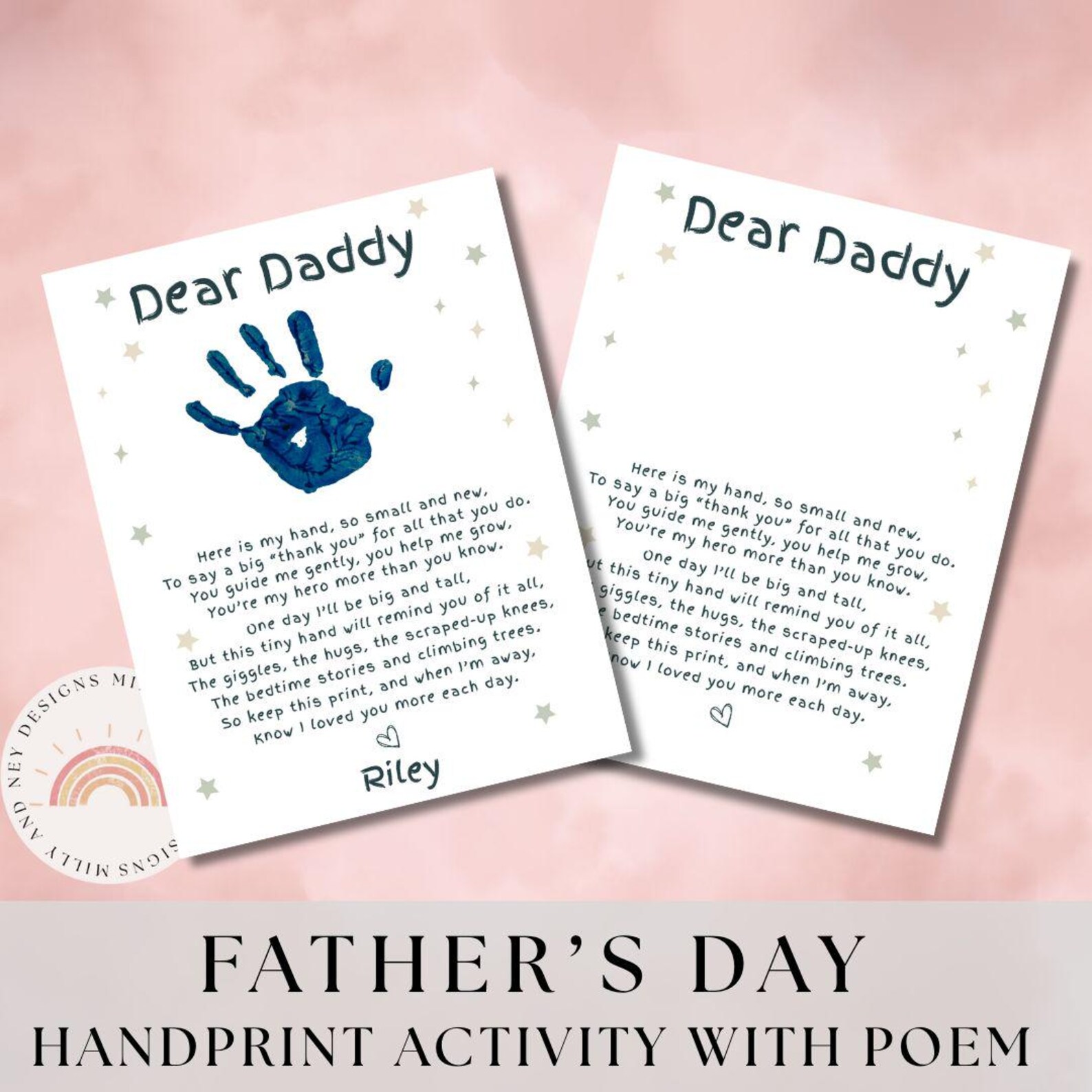 Fathers Day Handprint Poem for Kids, DIY Craft Gift for Dad, Kids ...
