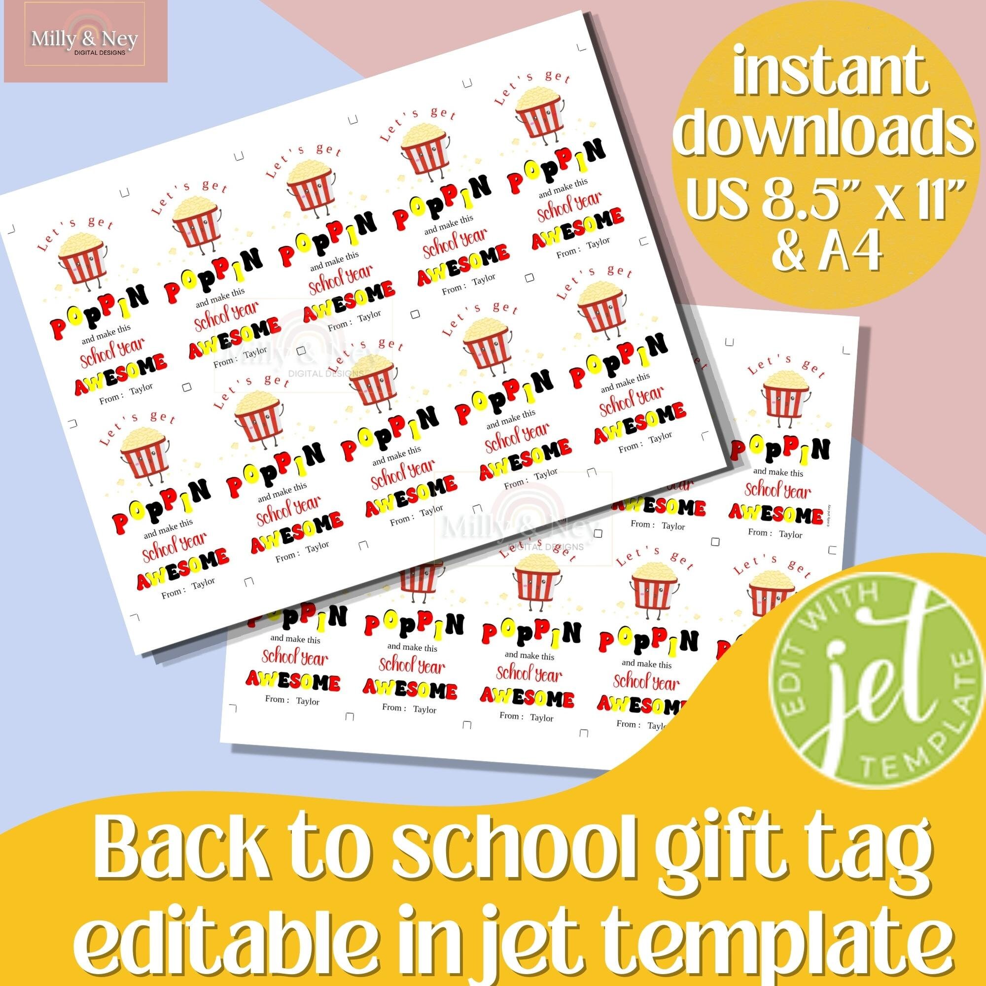 EDITABLE Back to School Gift Tags Popcorn | Printable Lets Get Poppin ...