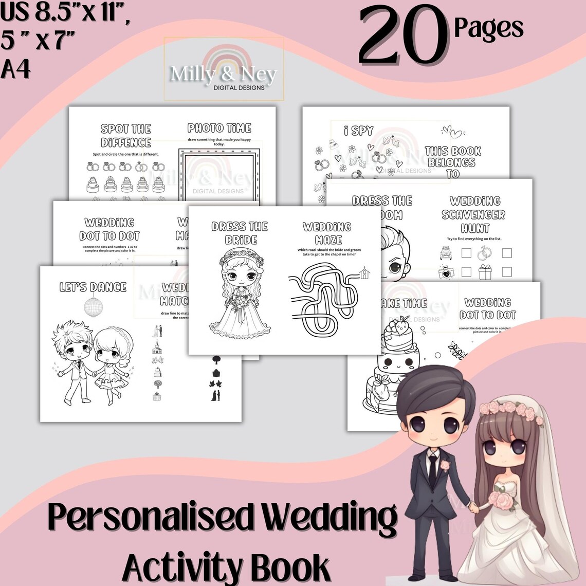 Printable Wedding Activity Book for Kids Activity Book Wedding Coloring ...