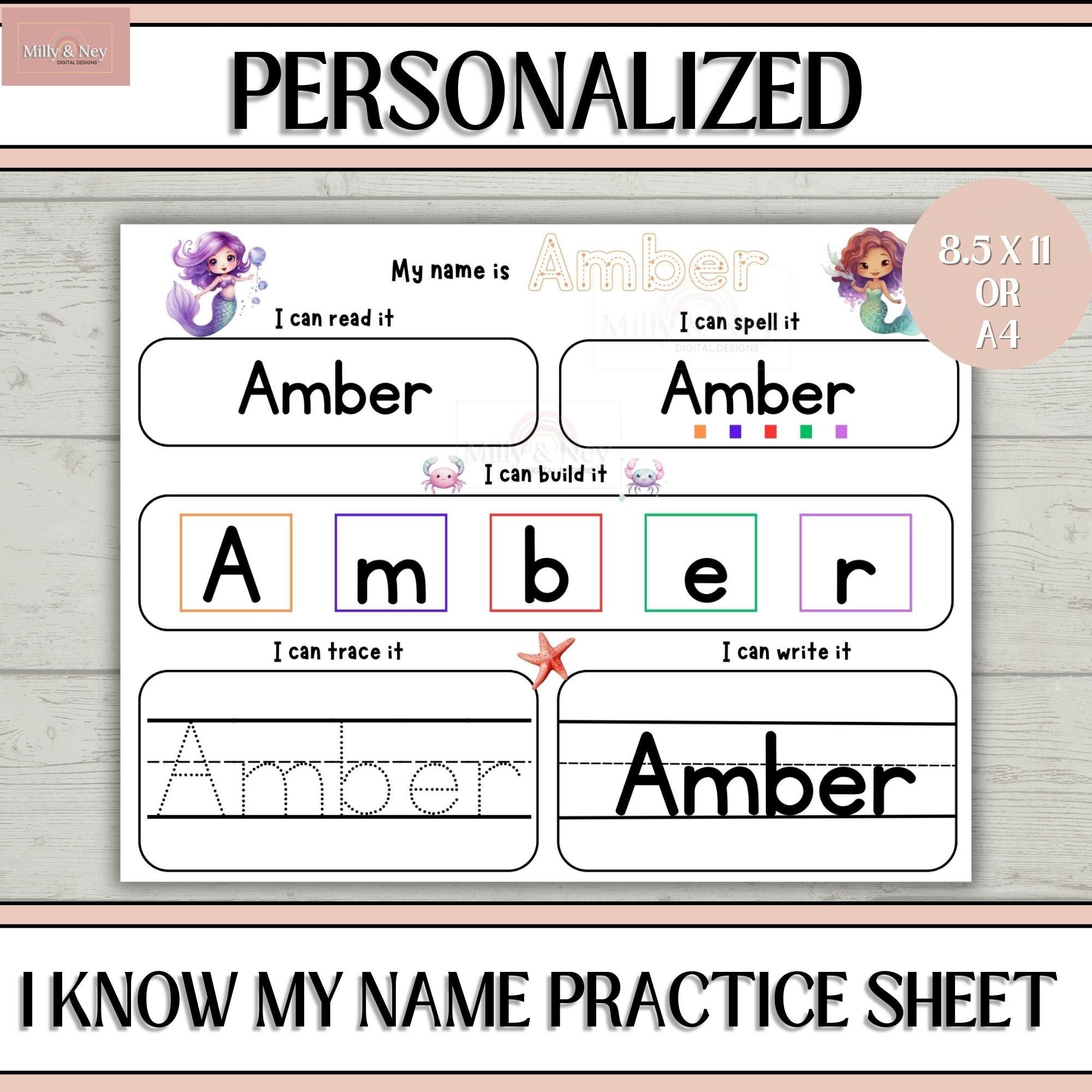 Personalized Name Tracing Sheet for Kindergarten Preschool Printable ...