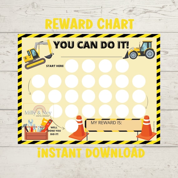 Printable Construction Reward Charttoddler Construction Chore - Etsy