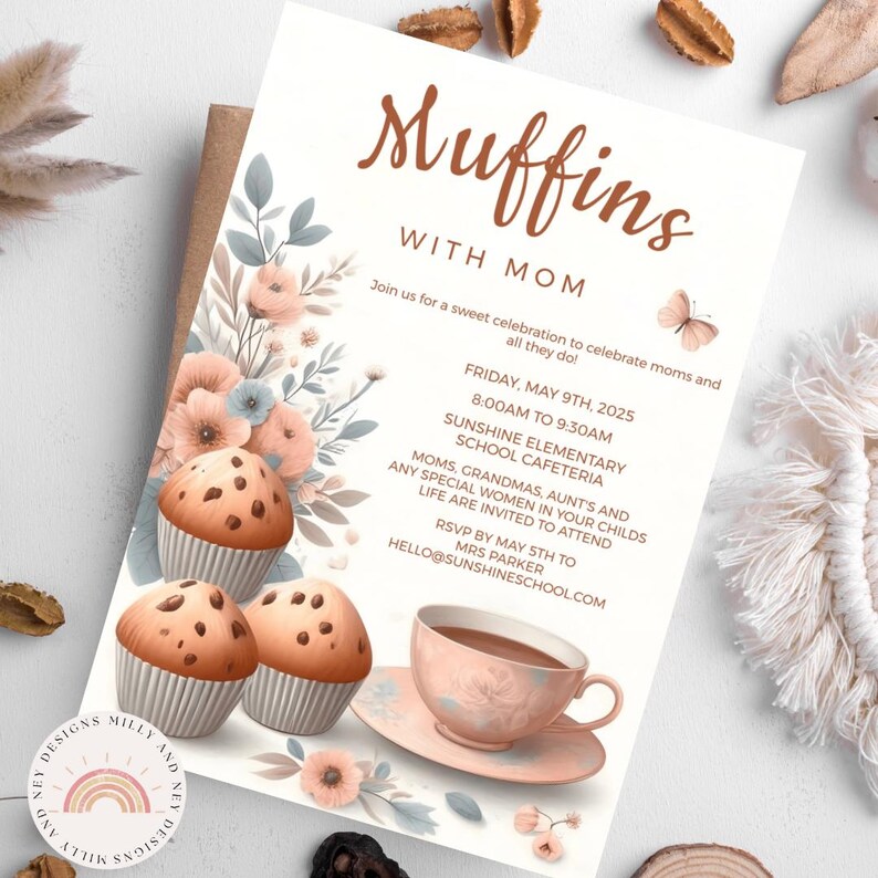 Muffins With Mom Template, Editable Invitation for Mother's Day ...