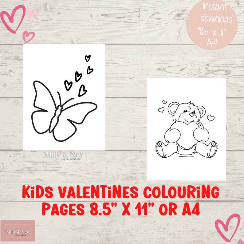 Instant Download/valentine's Day Coloring Page Bundle Set/valentine's ...