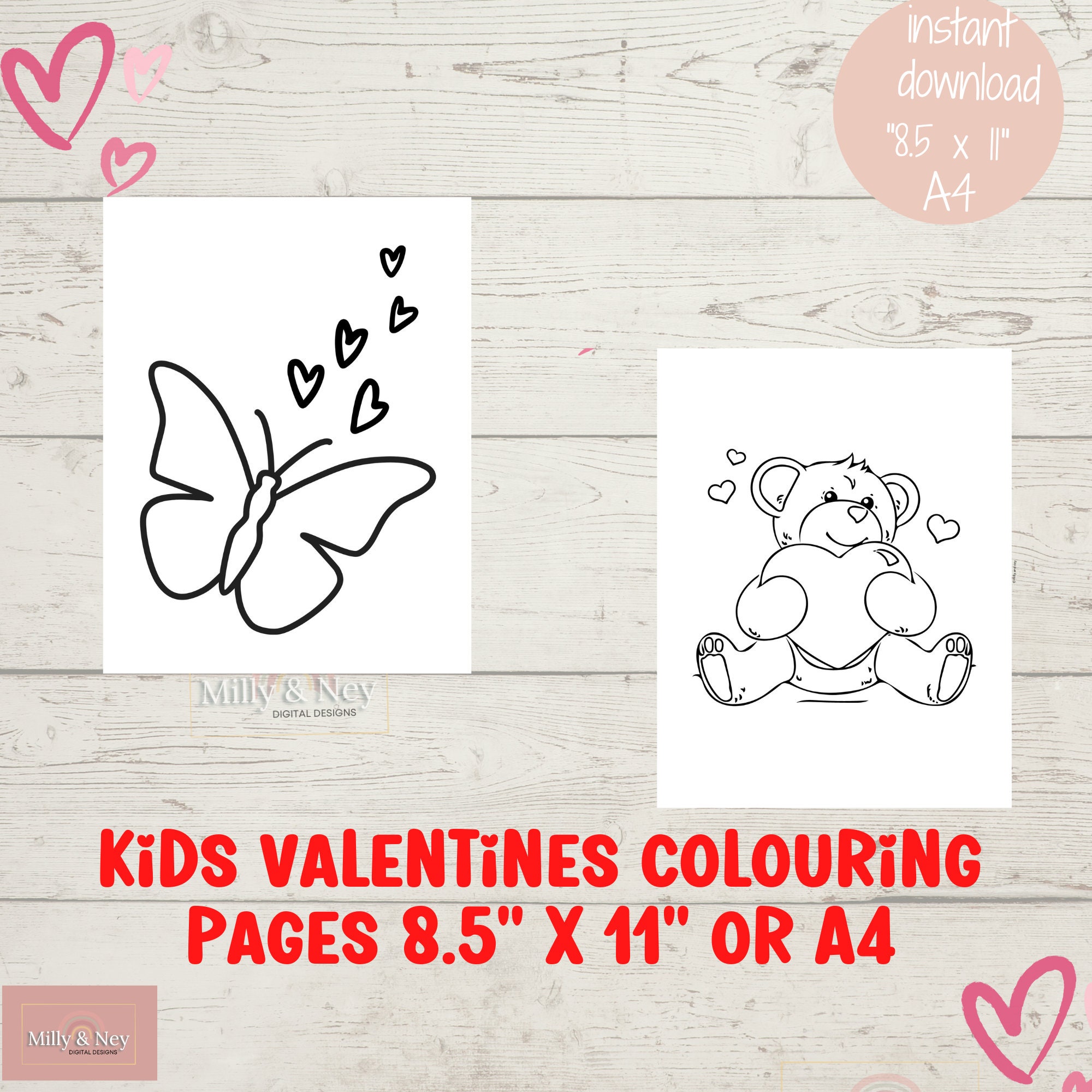 Instant Download/valentine's Day Coloring Page Bundle Set/valentine's ...