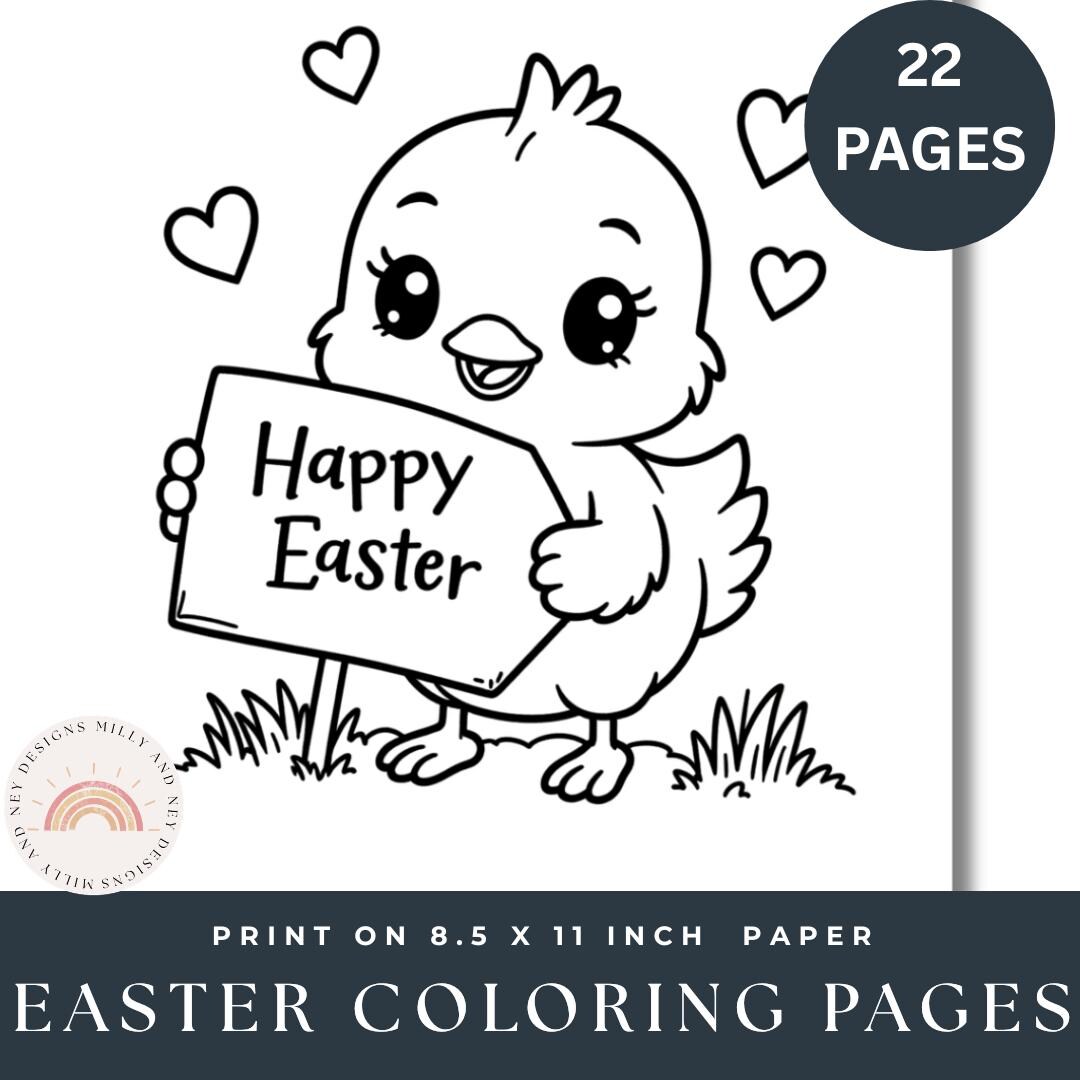 22 Page Easter Coloring Book for Kids | Printable Digital Download - Etsy