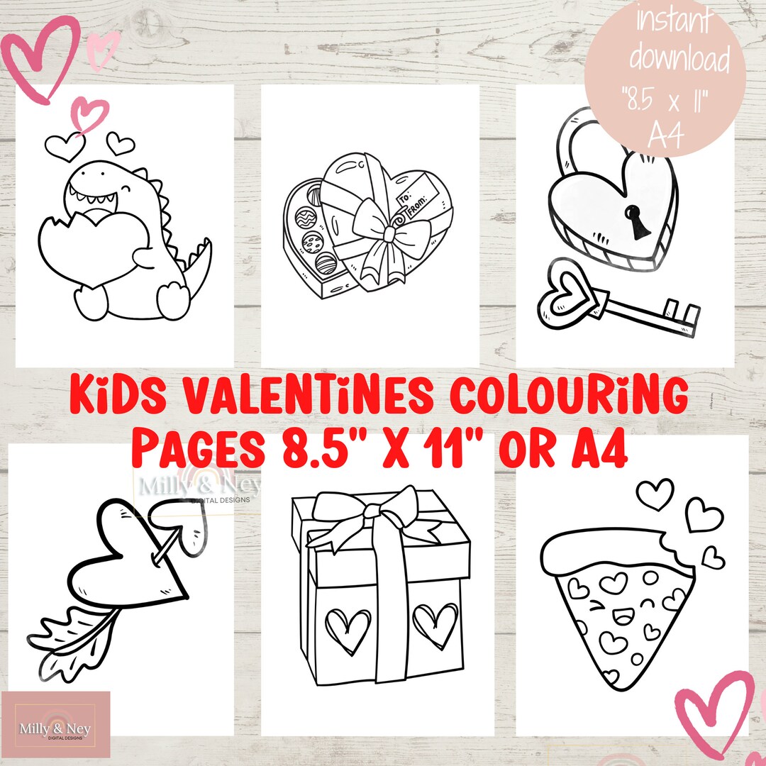 Instant Download/valentine's Day Coloring Page Bundle Set/valentine's ...