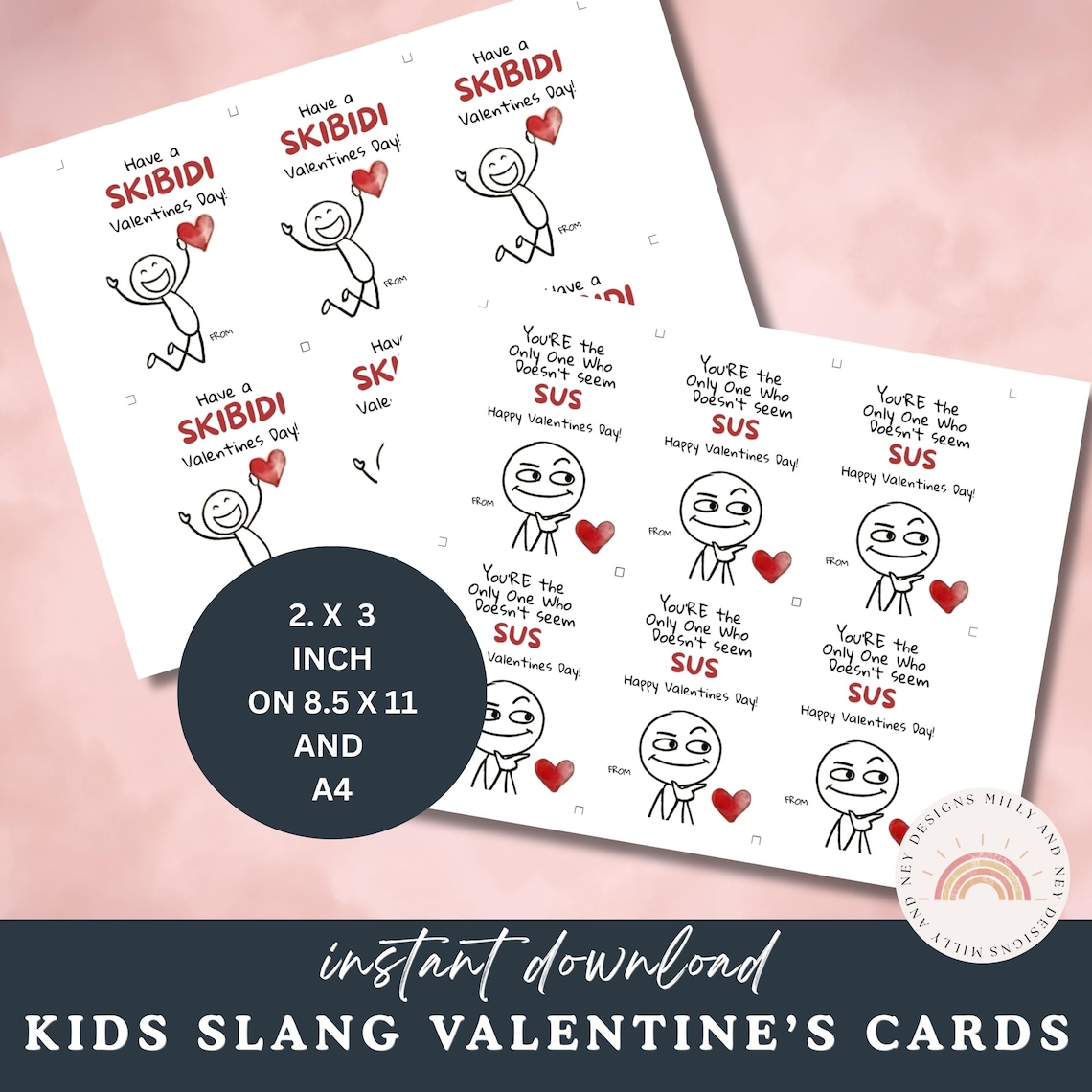 Funny Slang Valentine Cards: Gen Z Alpha, Kids Classroom (PDF Download ...