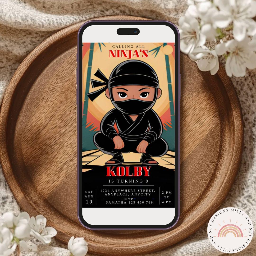 Ninja Kidz Birthday Party Invitation, Editable Printable Invite ...