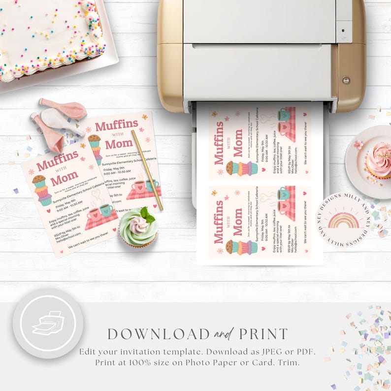 Muffins With Mom Template, Editable Invitation for Mother's Day ...
