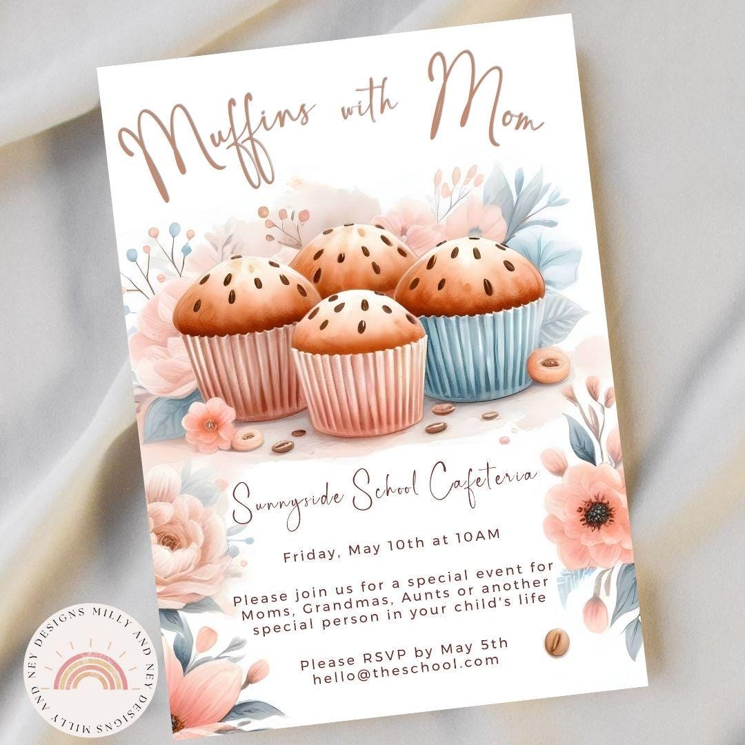 Muffins With Mom Template, Editable Invitation for Mother's Day ...