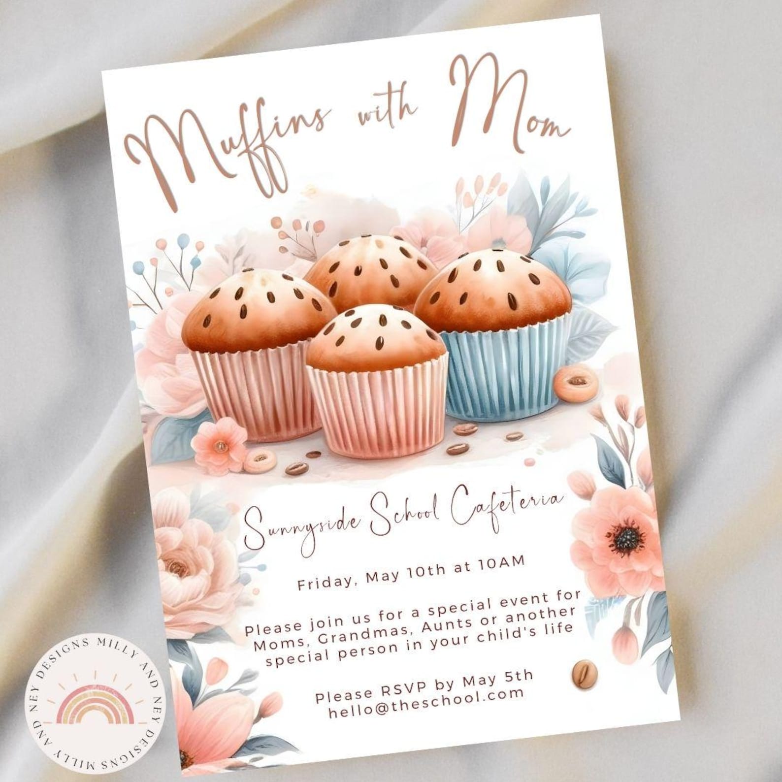 Muffins With Mom Template, Editable Invitation for Mother's Day ...