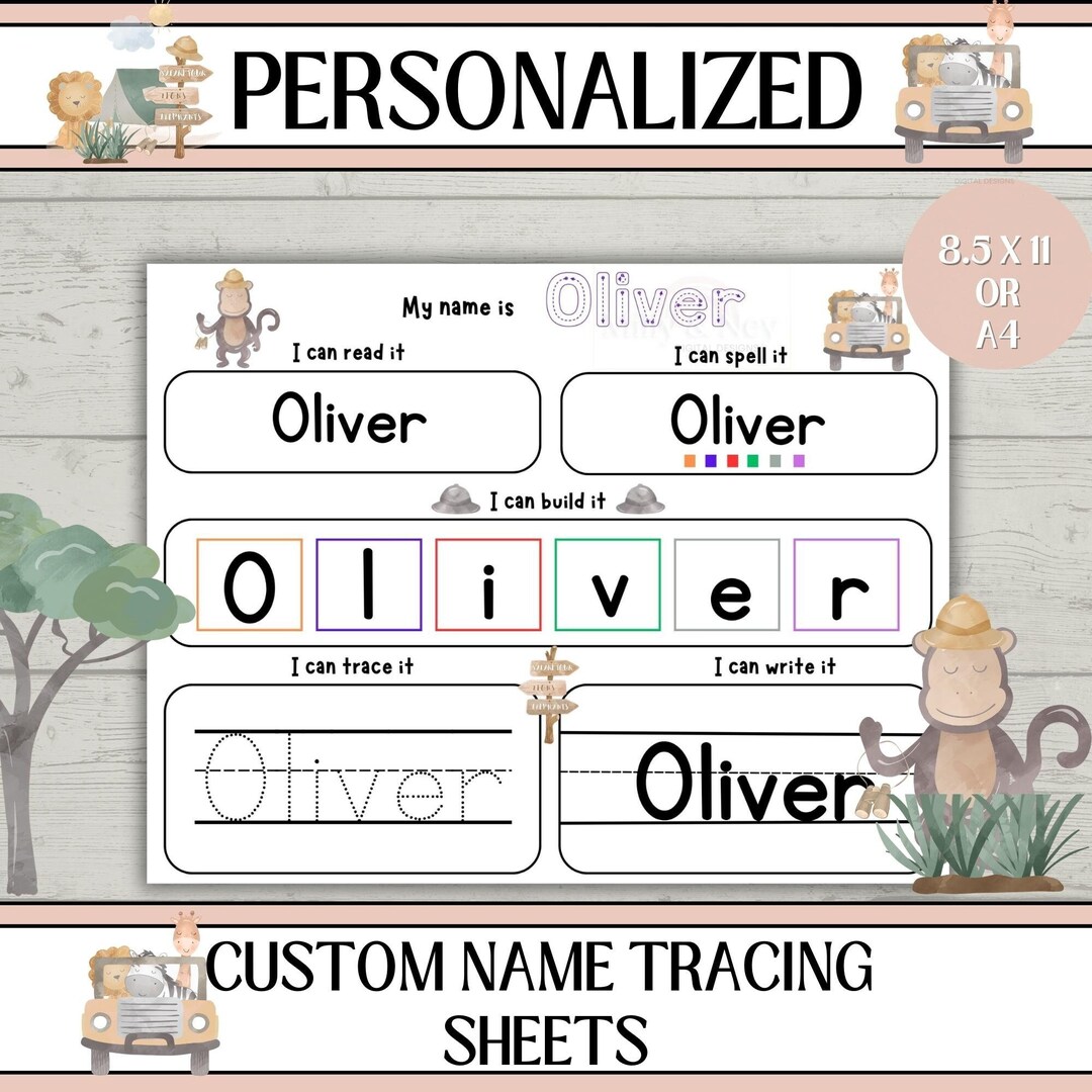 Personalized Name Tracing Sheet, Name Tracing Pages, Personalized Name ...