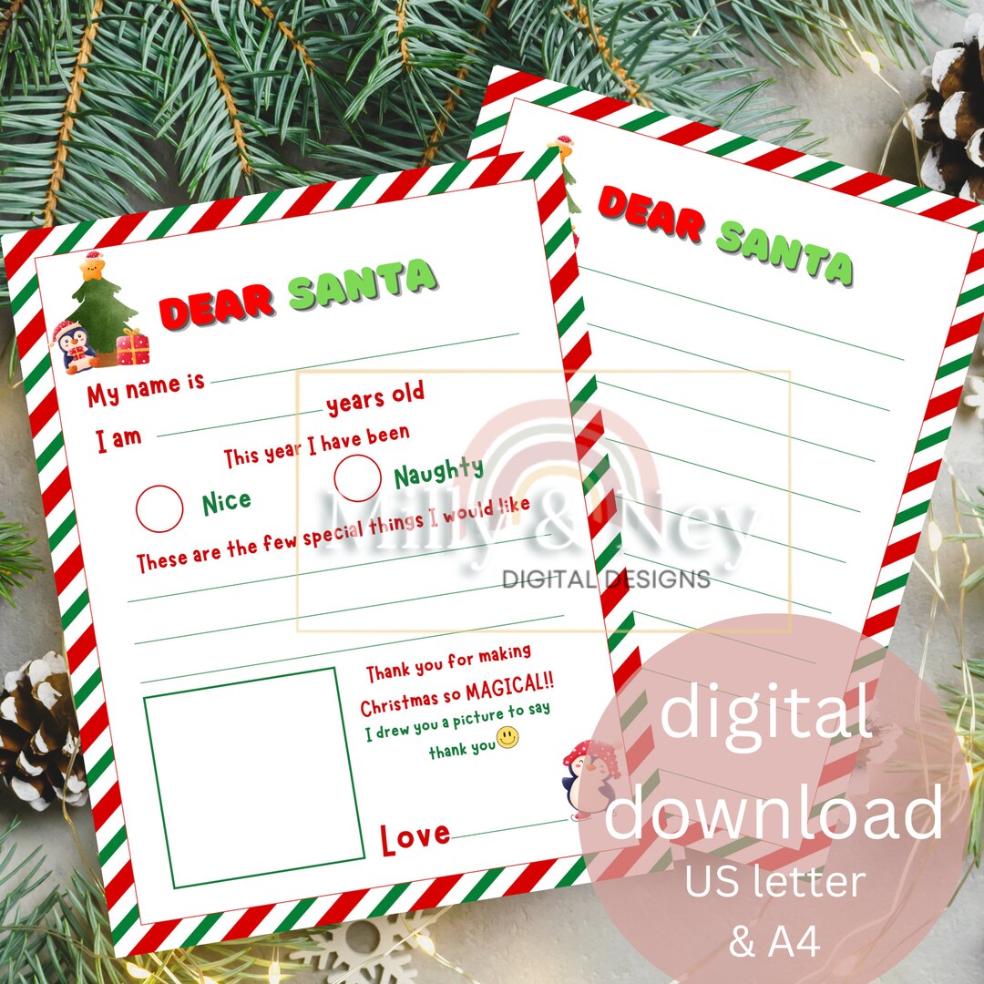 Letter to Santa, Dear Santa Wish List, Kids Christmas Wish List, Easy ...