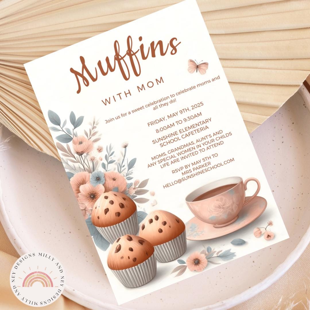 Muffins With Mom Template, Editable Invitation for Mother's Day ...