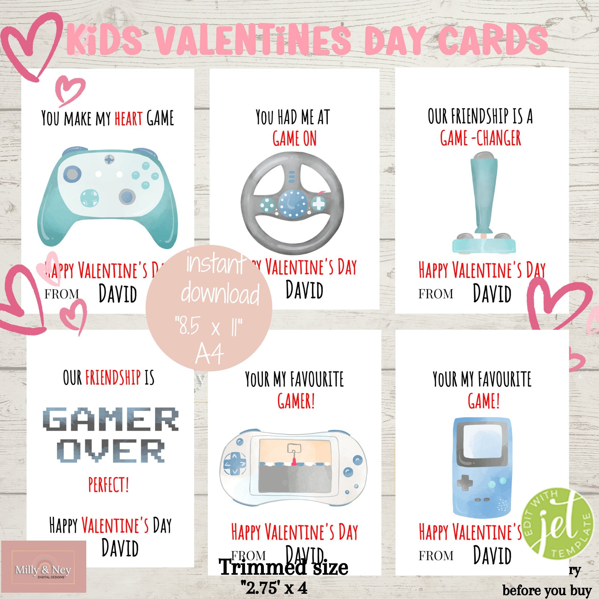 EDITABLE Gamer Valentine Cards, School Valentine Tags/cards, Printable ...