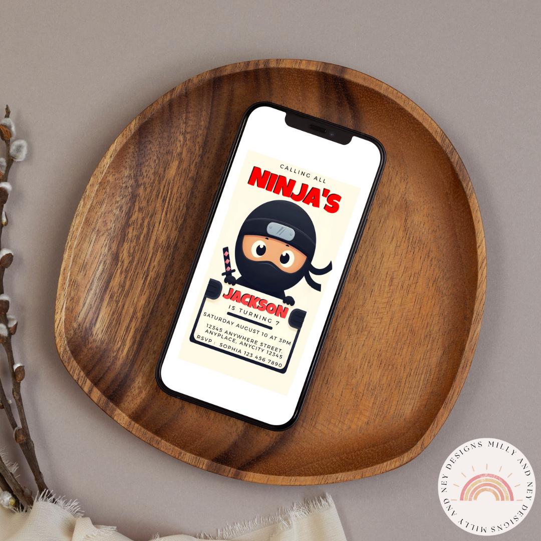 Ninja Kidz Birthday Party Invitation, Editable Printable Invite ...