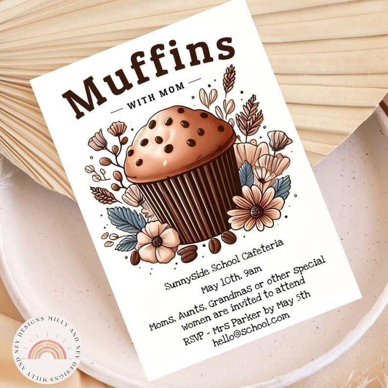 Muffins With Mom Template, Editable Invitation for Mother's Day ...